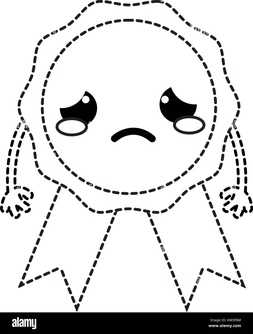 dotted shape sad and tender medal prize kawaii vector illustration ...