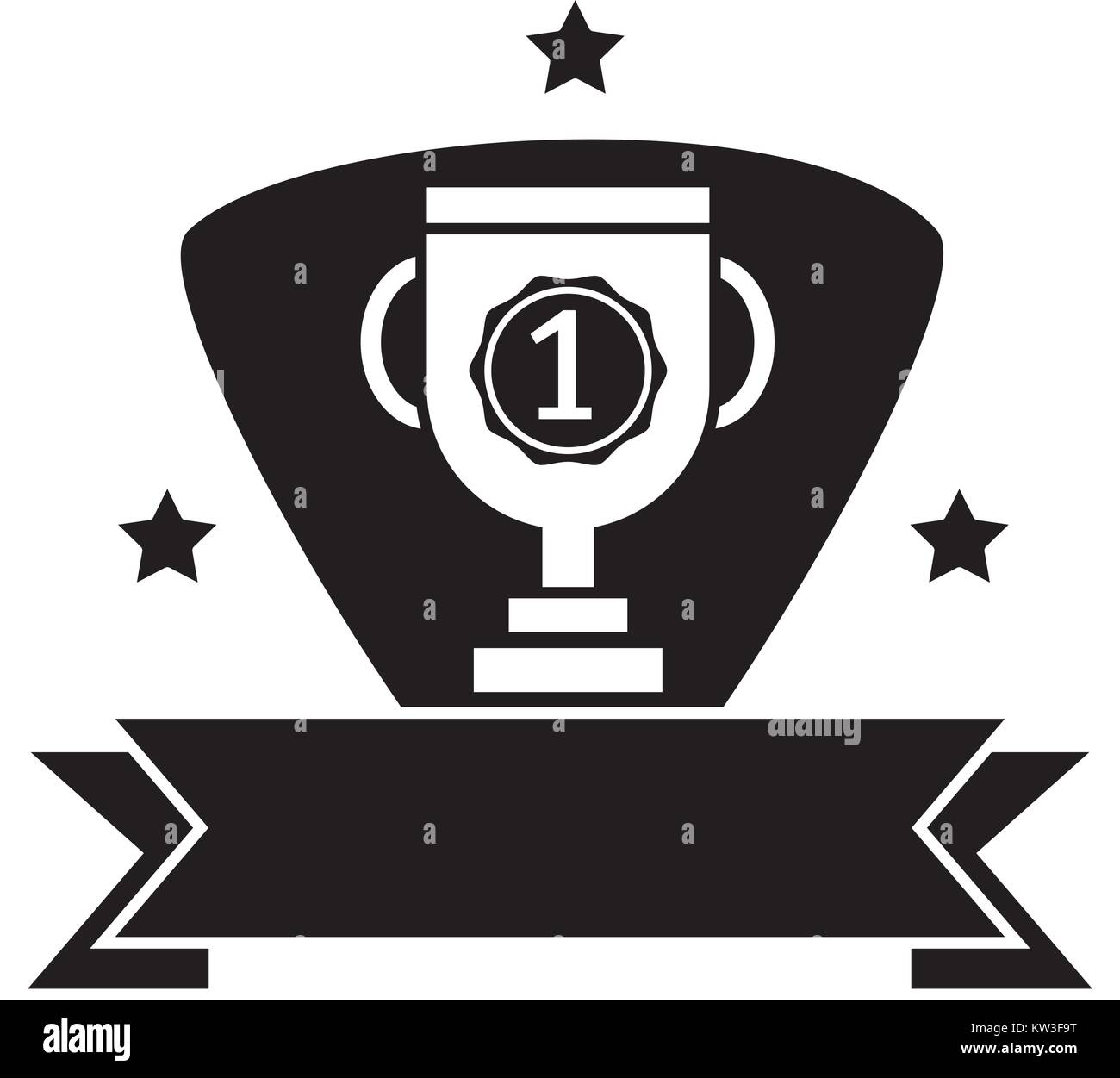 contour cup prize emblem with number one and ribbon design vector ...