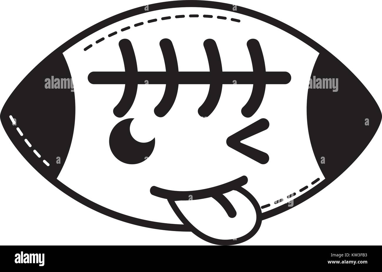 contour funny and cute american ball kawaii vector illustration Stock ...