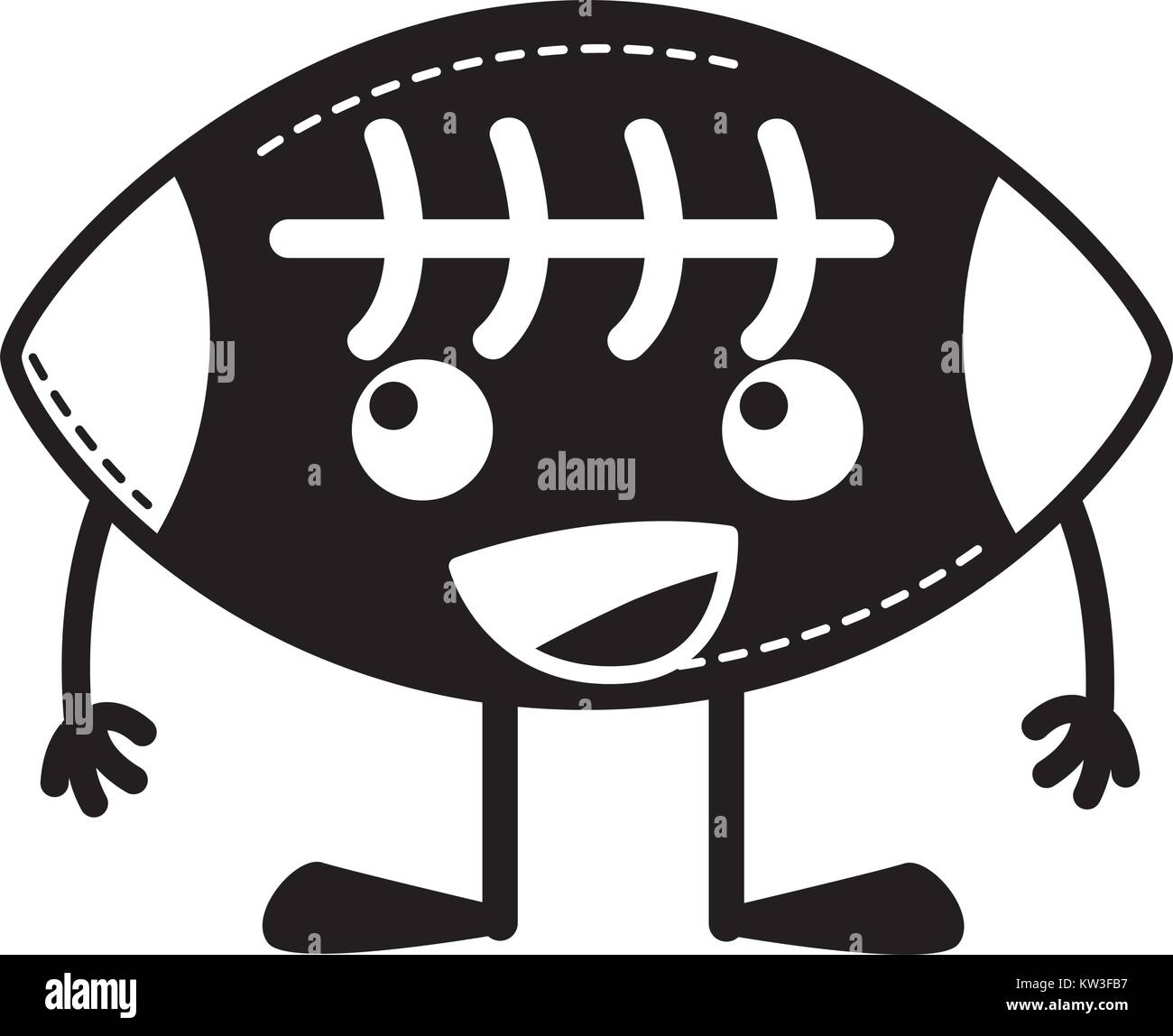 contour happy american ball kawaii with arms and legs vector ...