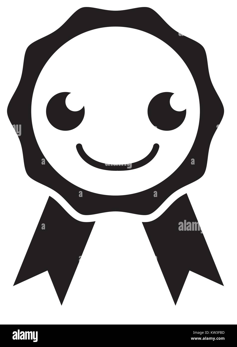 contour happy and cute medal prize kawaii vector illustration Stock ...