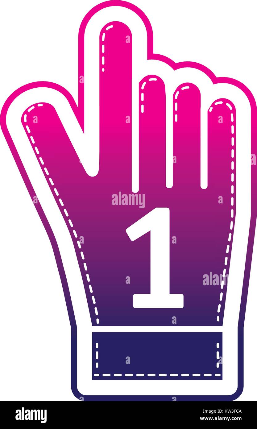 silhouette number one symbol in the glove sign vector illustration ...