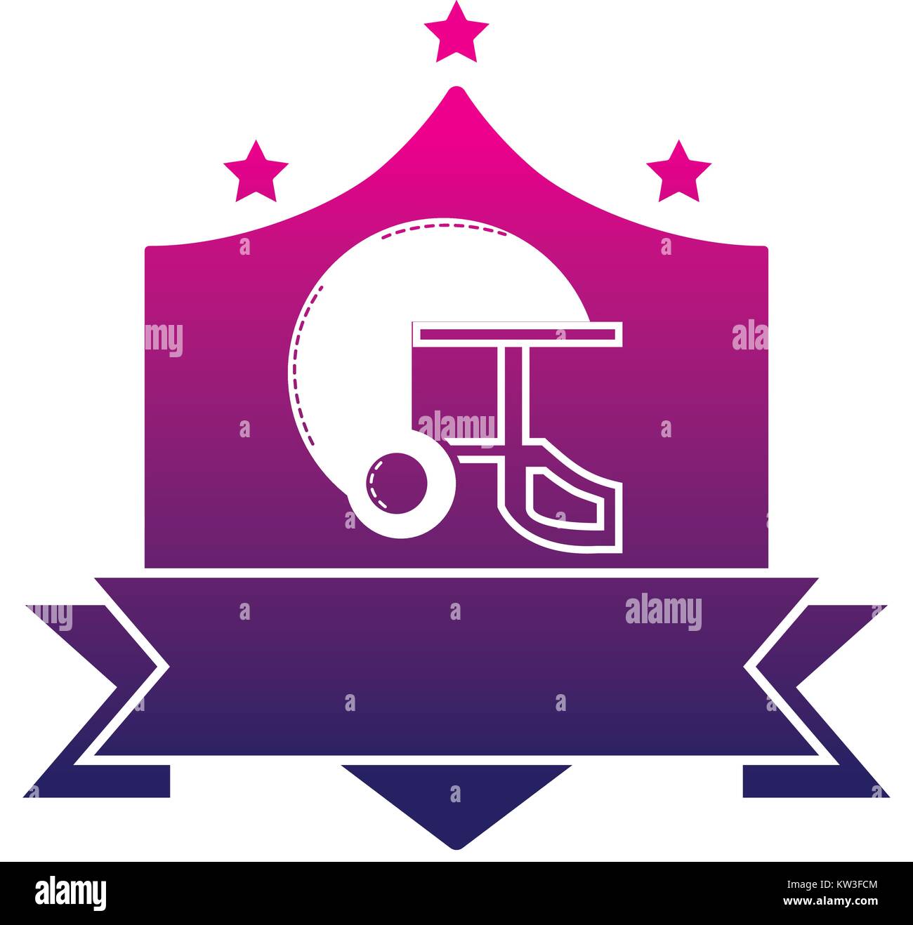 silhouette helmet protection emblem with stars and ribbon design vector ...