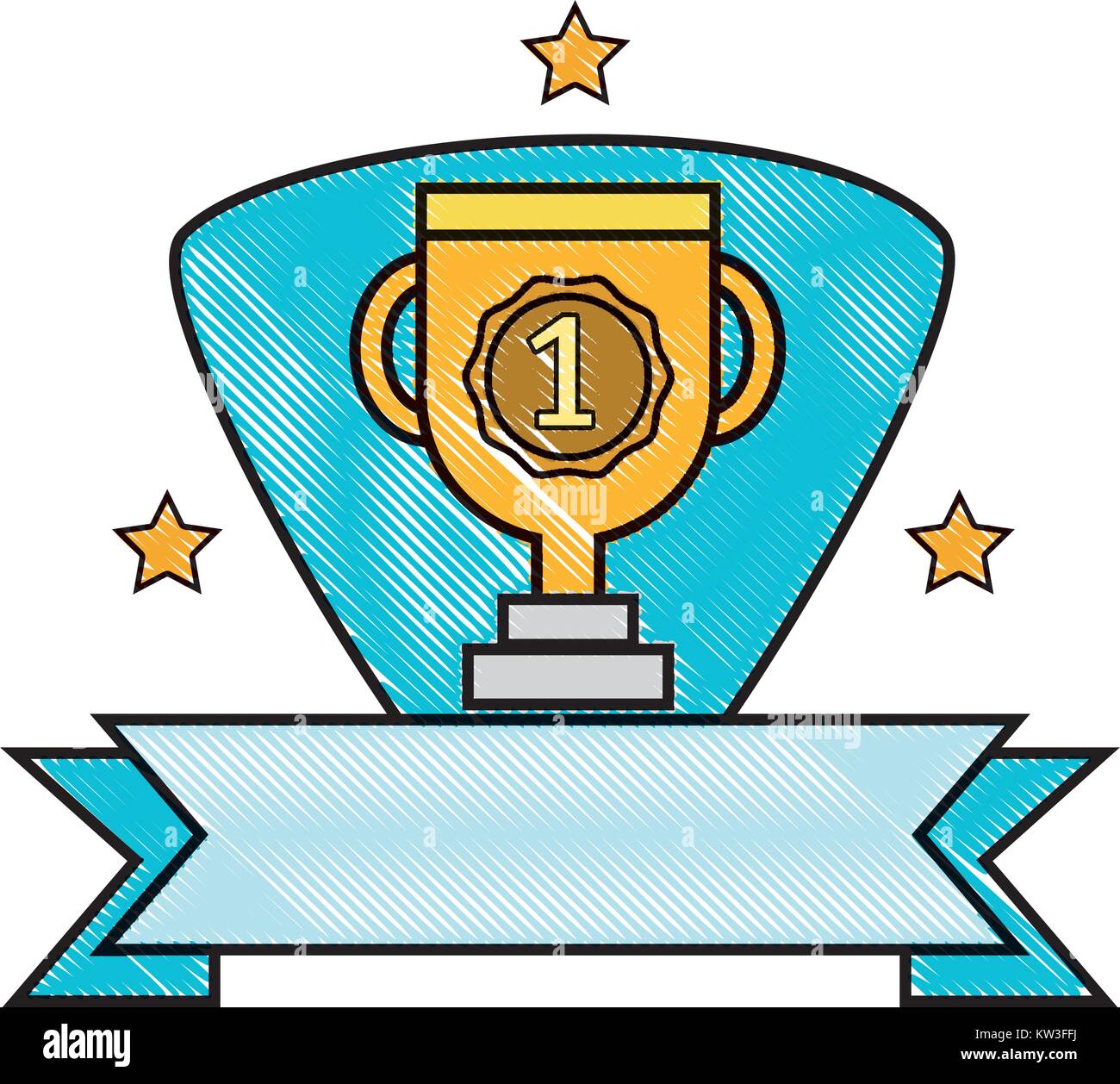 grated cup prize emblem with number one and ribbon design vector ...