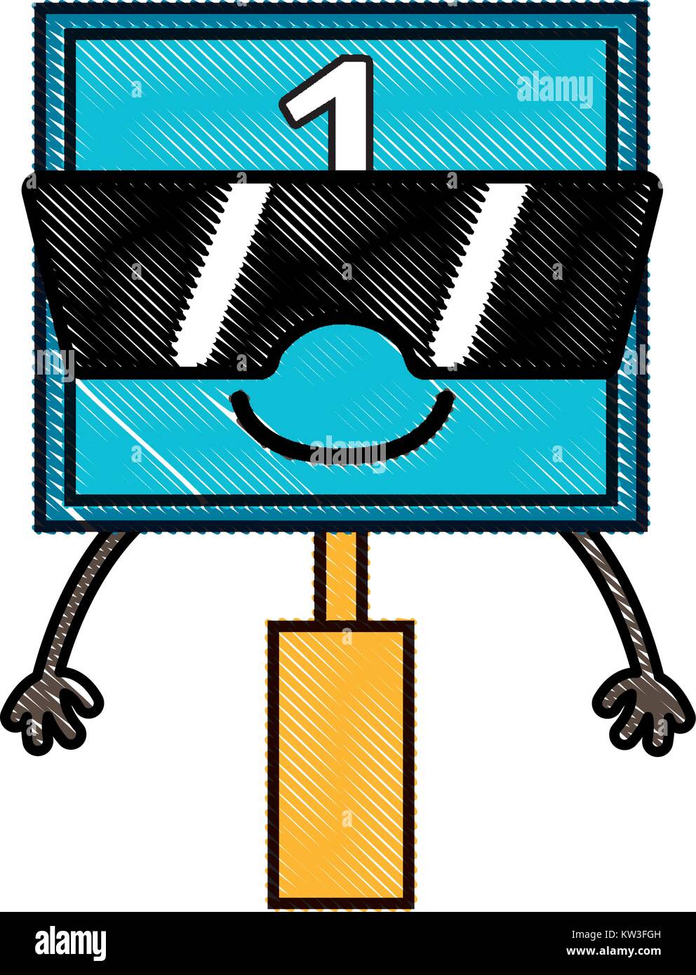 grated happy cheering board kawaii with arms vector illustration Stock ...