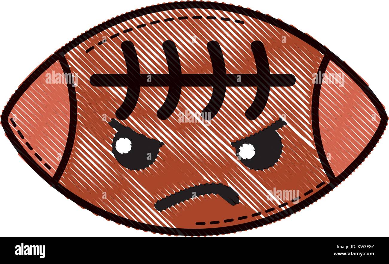 grated angry and cute american ball kawaii vector illustration Stock ...