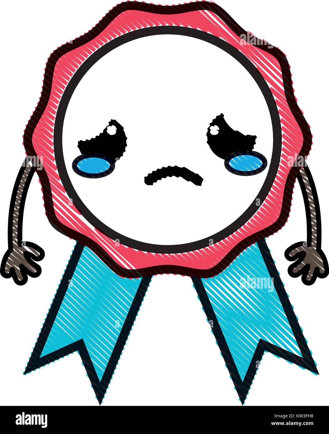 grated sad and tender medal prize kawaii vector illustration Stock ...