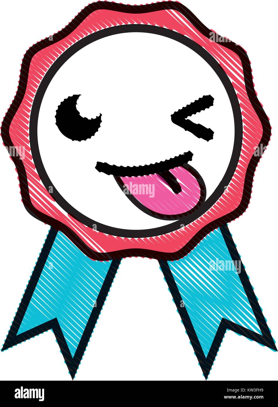 grated funny and cute medal prize kawaii vector illustration Stock ...