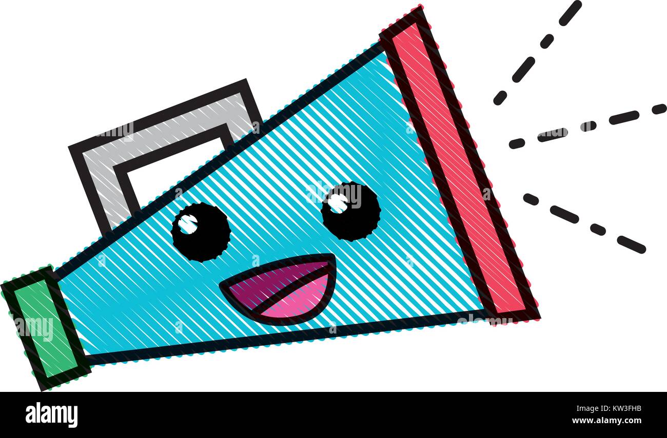 grated happy and cute megaphone object kawaii vector illustration Stock ...
