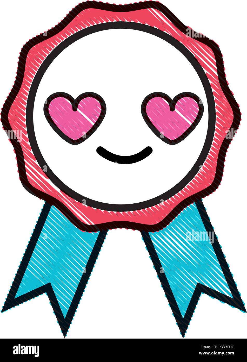 grated cute and in love medal prize kawaii vector illustration Stock ...