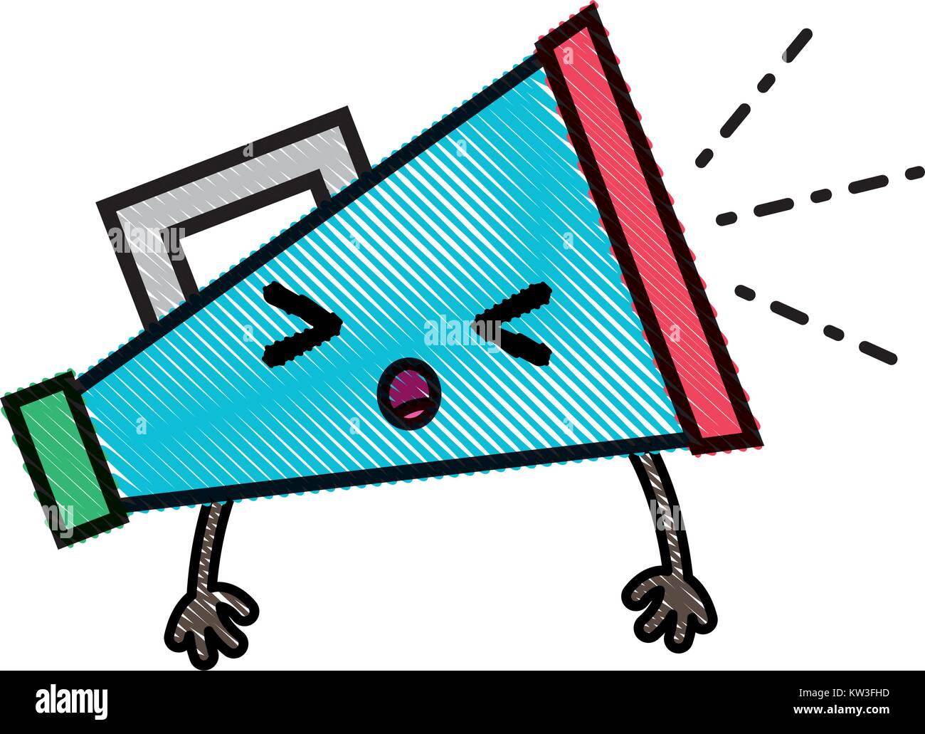 grated surprised and cute megaphone object kawaii vector illustration ...