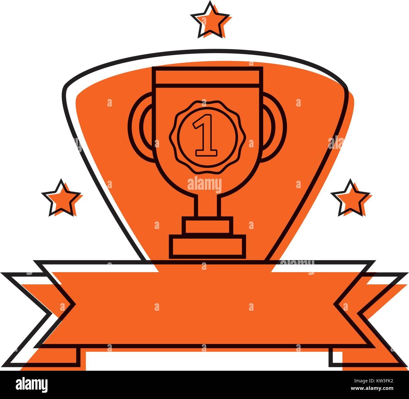 color cup prize emblem with number one and ribbon design vector ...