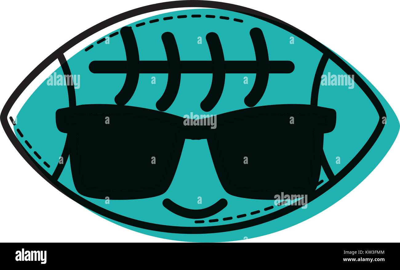 color happy american ball kawaii with sunglasses vector illustration ...