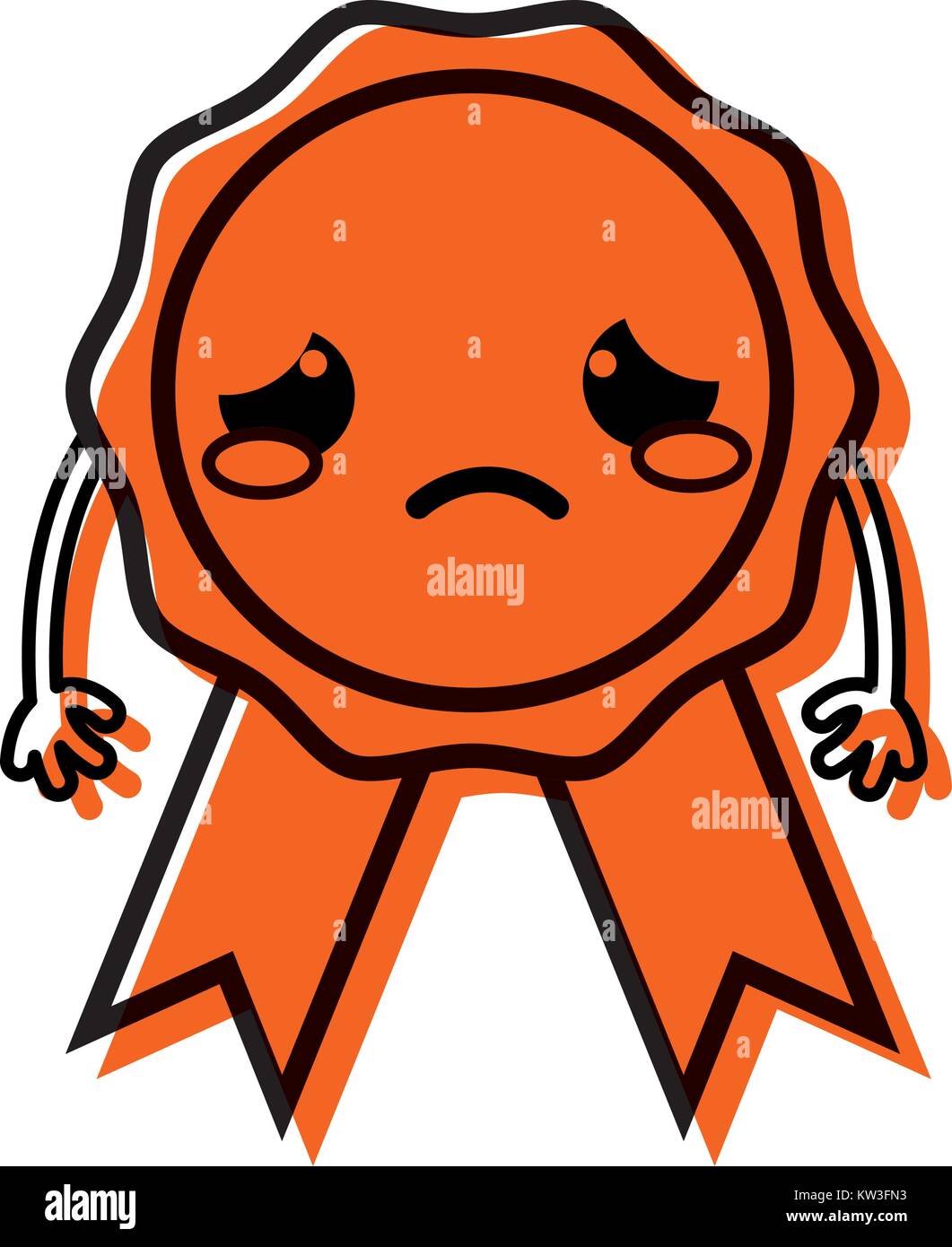 color sad and tender medal prize kawaii vector illustration Stock ...