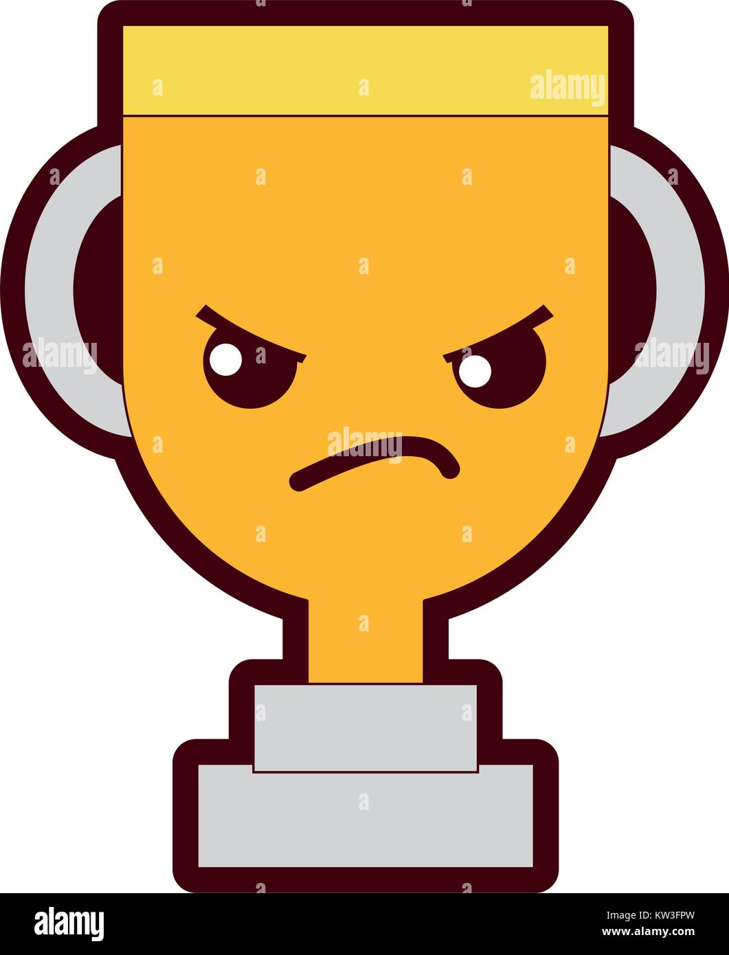 line color angry and cute cup prize kawaii vector illustration Stock ...