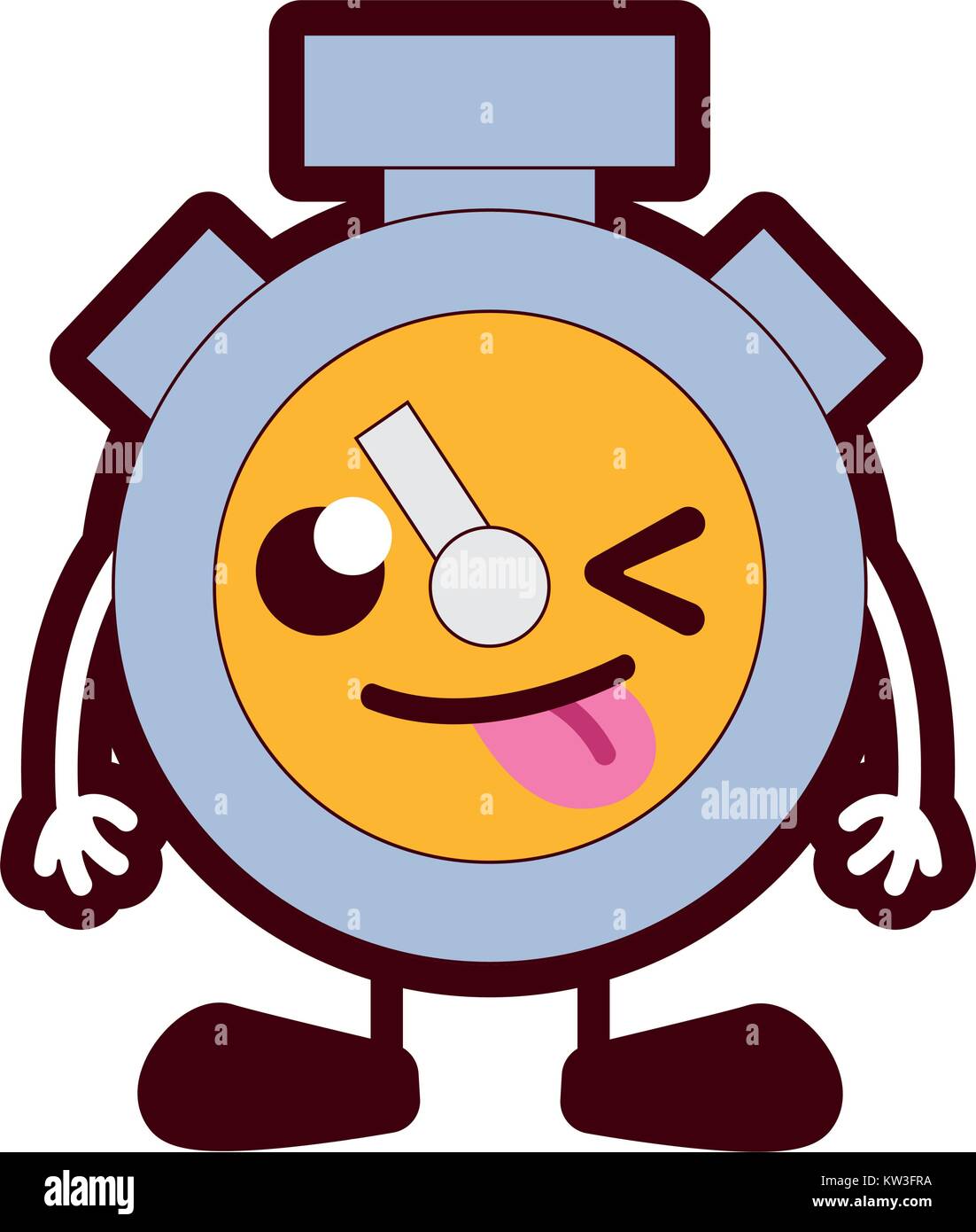 line color funny and cute chronometer object kawaii vector illustration ...