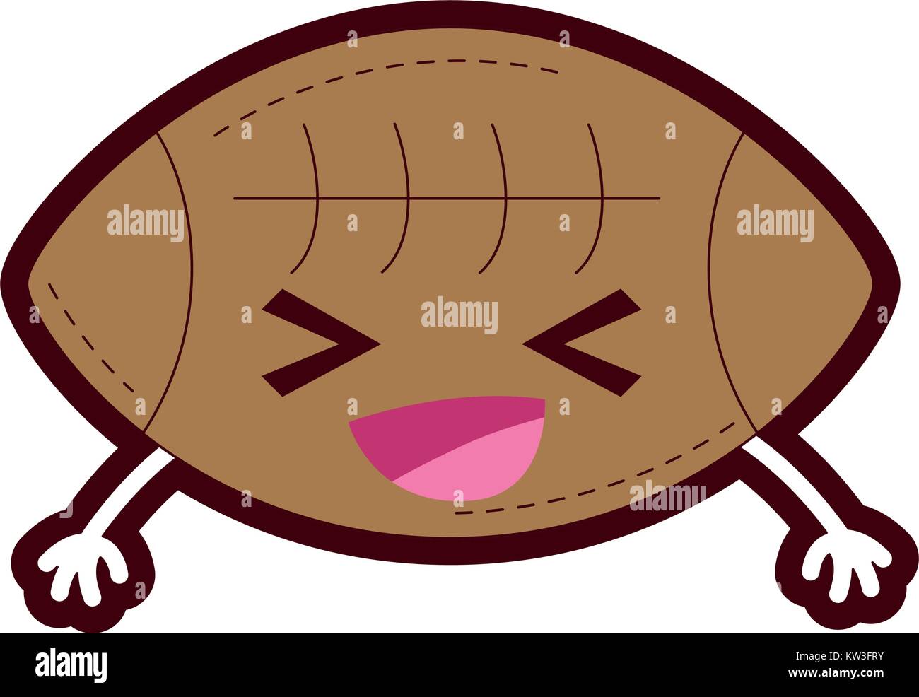 line color happy american ball kawaii with arms vector illustration ...