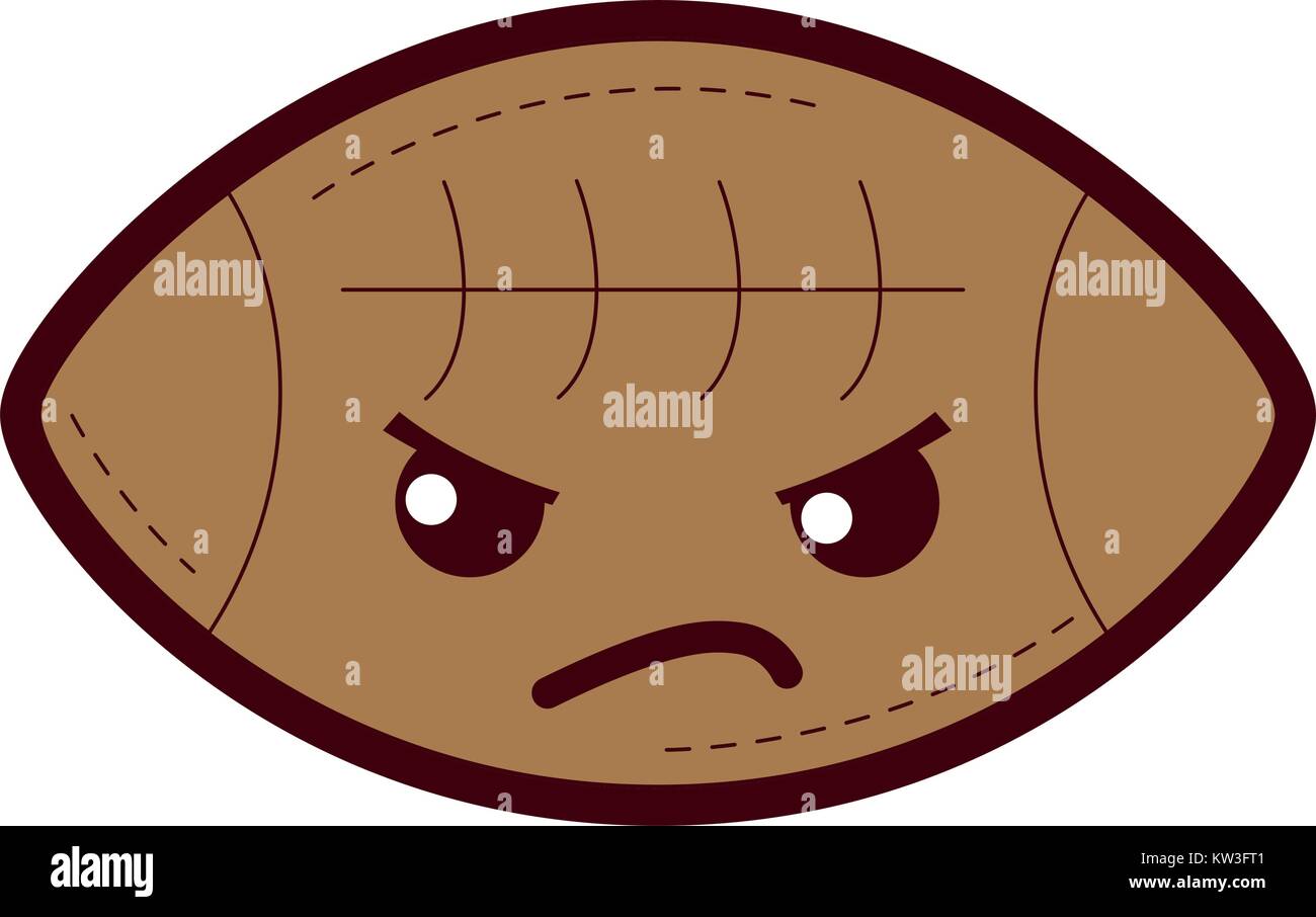 line color angry and cute american ball kawaii vector illustration ...