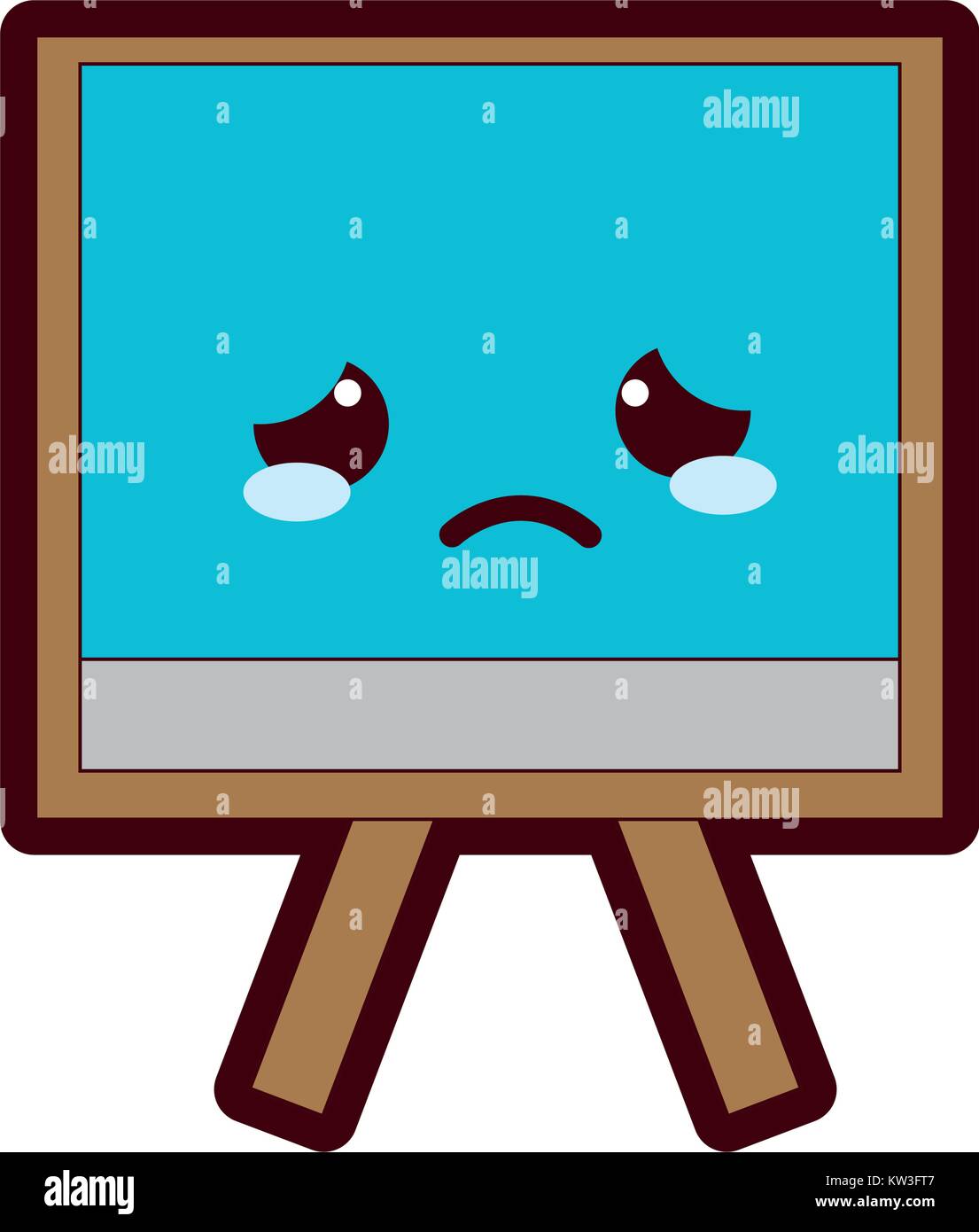 line color sad and tender board object kawaii vector illustration Stock ...