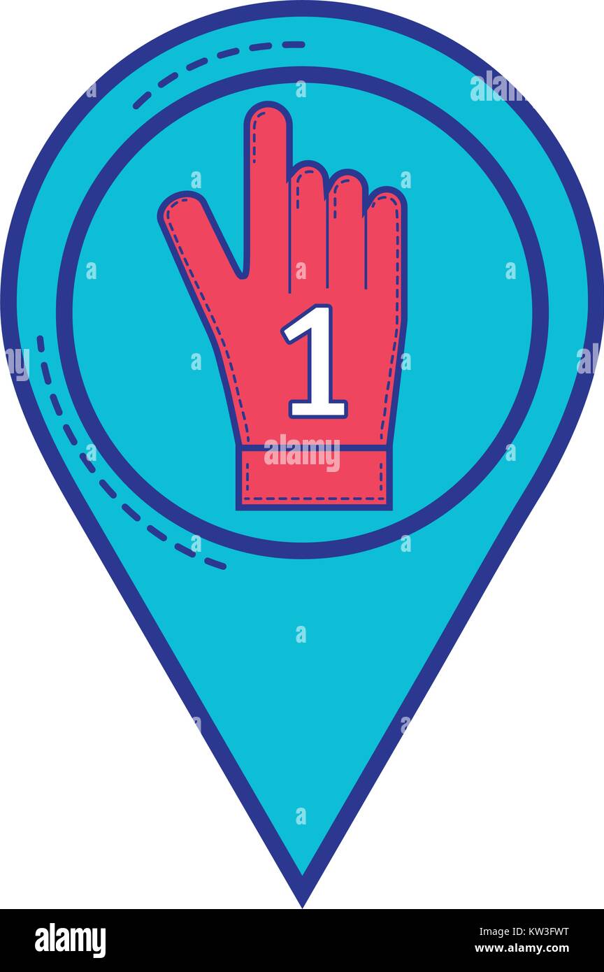 full color sport glove with number one symbol vector illustration Stock ...
