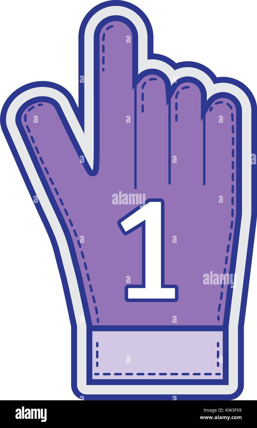 full color number one symbol in the glove sign vector illustration ...