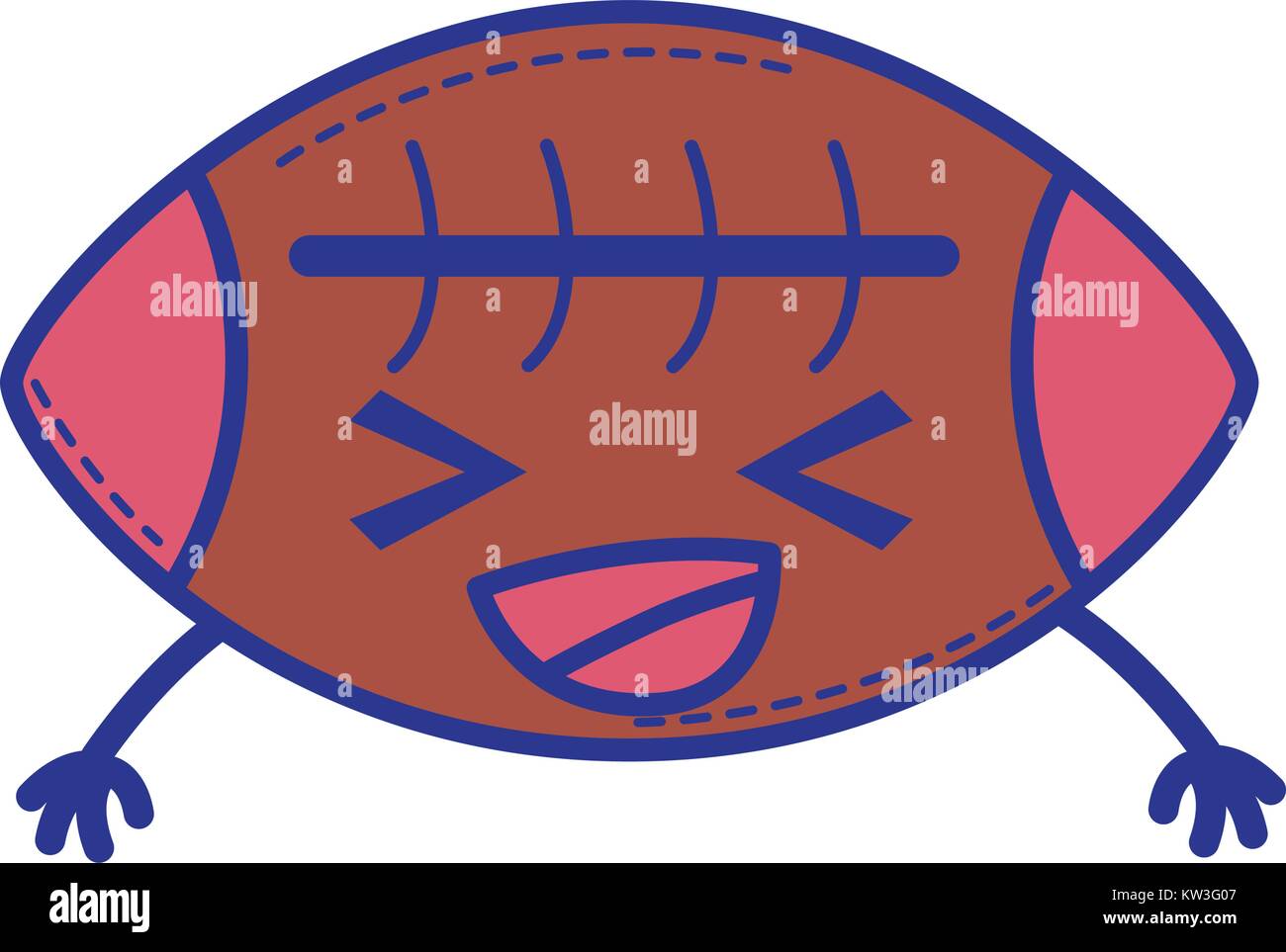 full color happy american ball kawaii with arms vector illustration ...