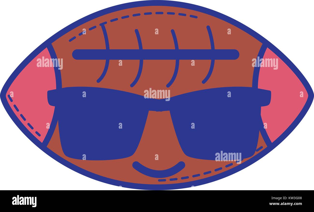 full color happy american ball kawaii with sunglasses vector ...