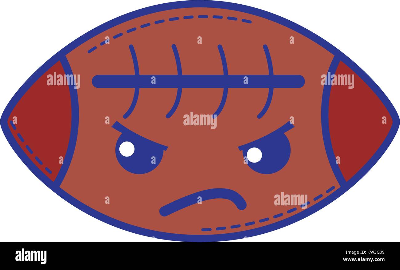 full color angry and cute american ball kawaii vector illustration ...