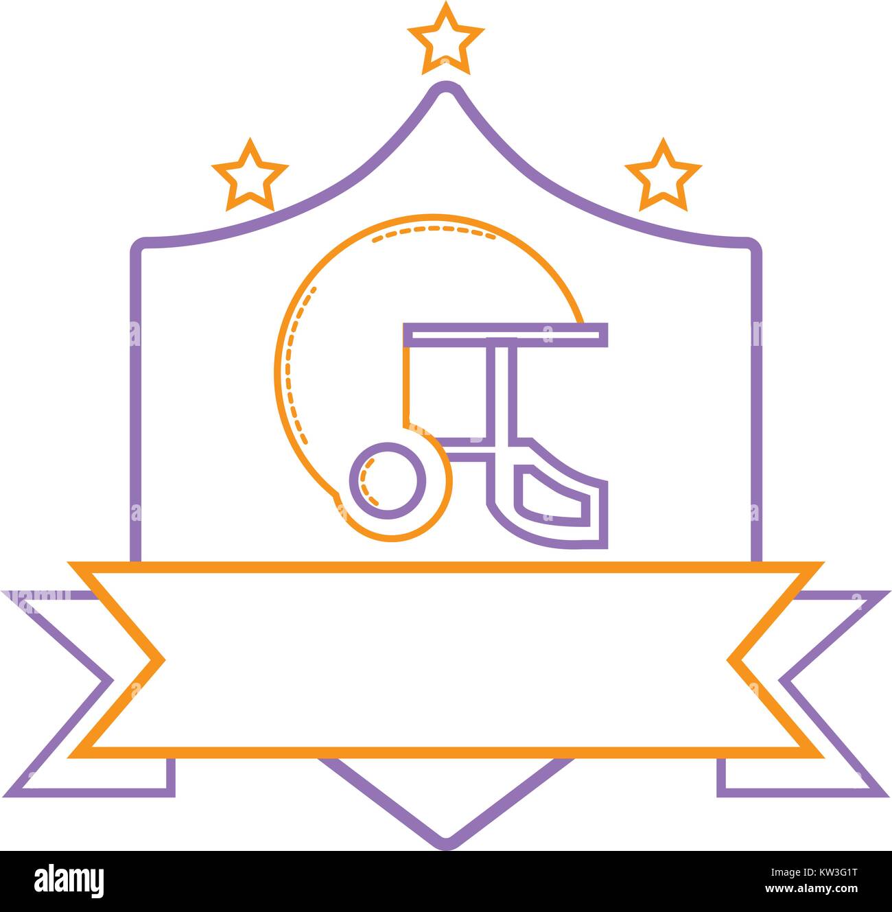 color line helmet protection emblem with stars and ribbon design vector ...