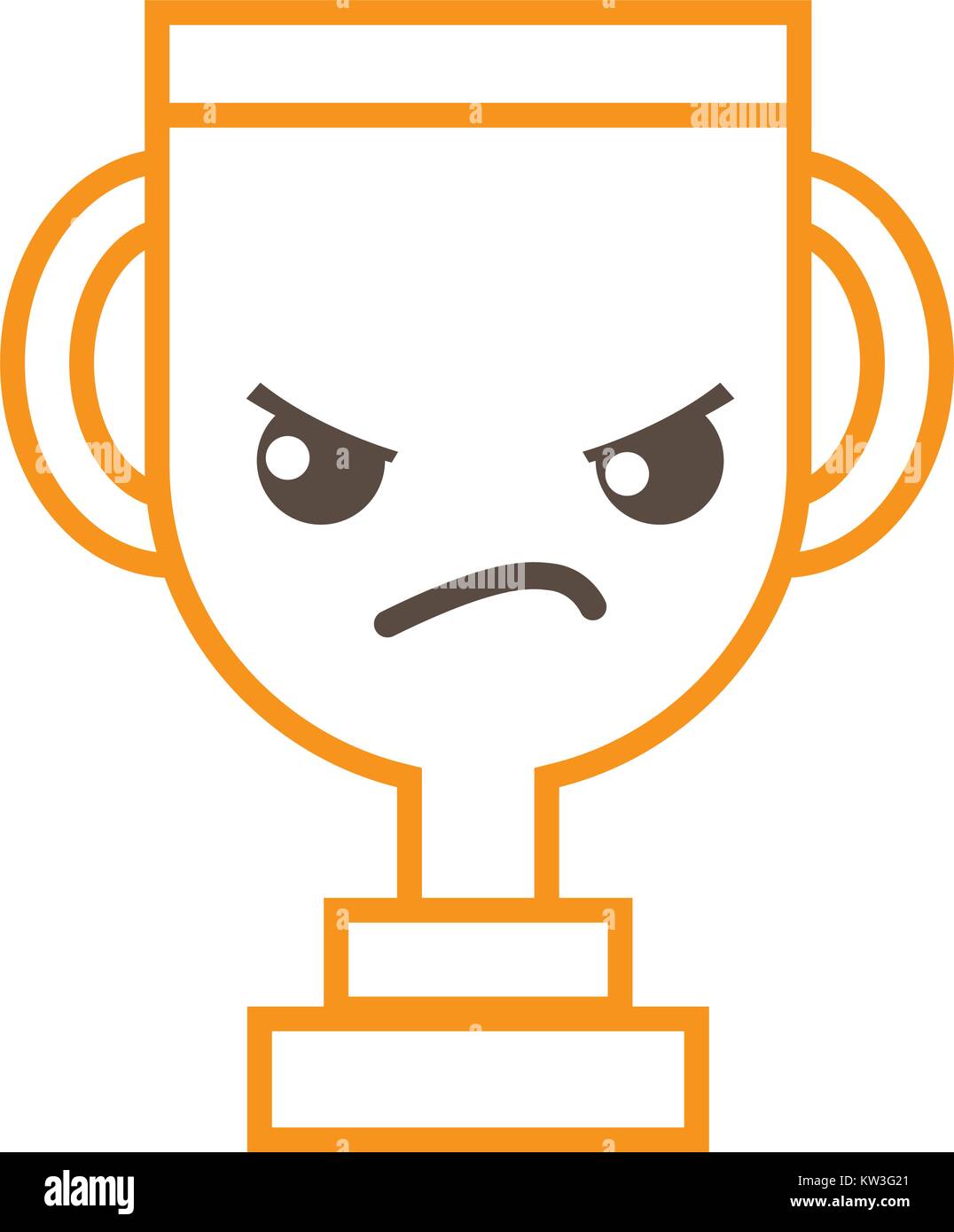 color line angry and cute cup prize kawaii vector illustration Stock ...