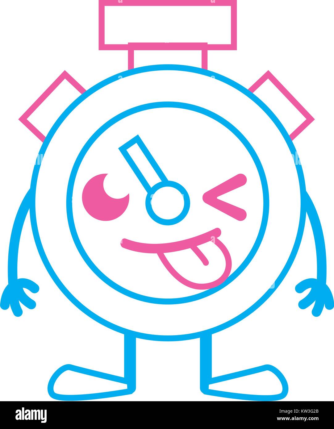 color line funny and cute chronometer object kawaii vector illustration ...