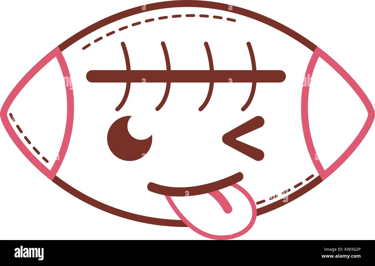 color line funny and cute american ball kawaii vector illustration ...