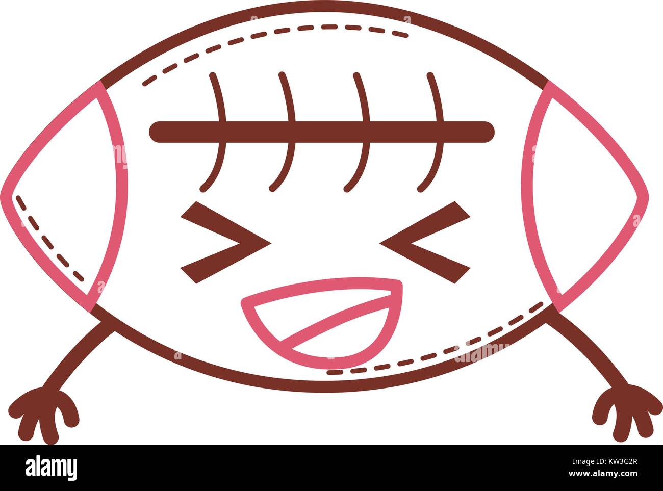 color line happy american ball kawaii with arms vector illustration ...