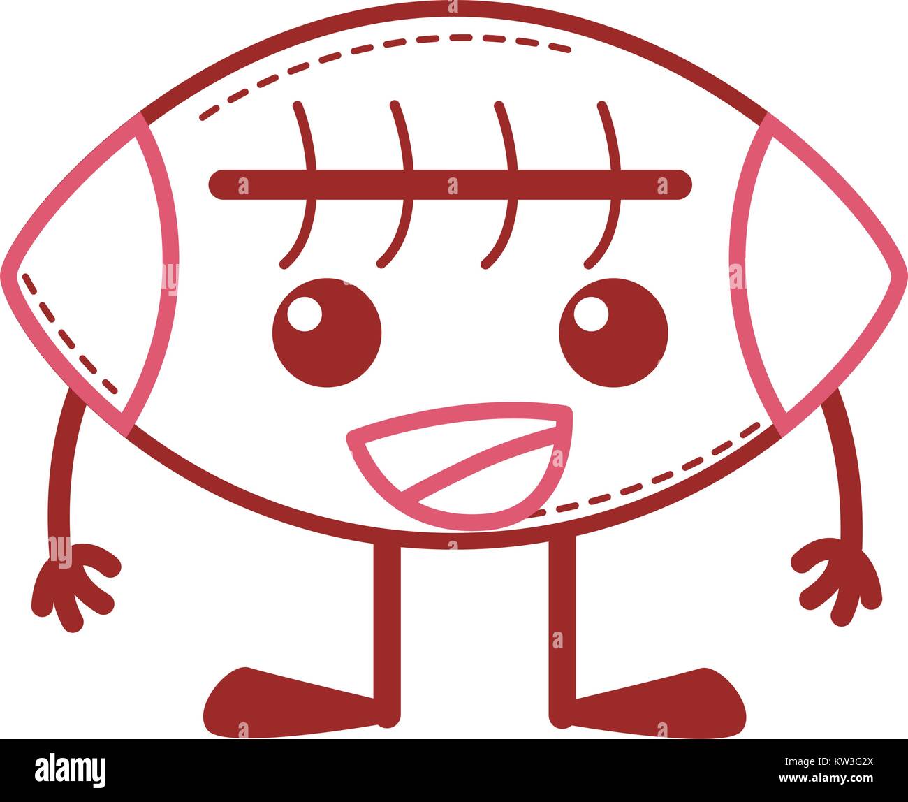 color line happy american ball kawaii with arms and legs vector ...
