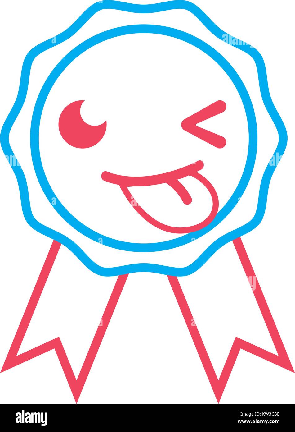 color line funny and cute medal prize kawaii vector illustration Stock ...