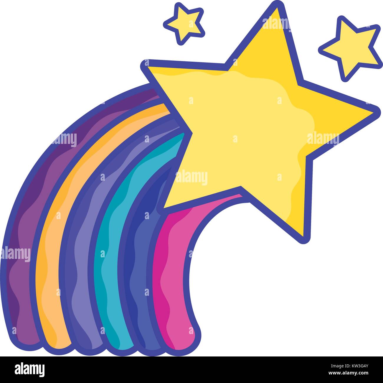 bright rainbow in the sky with stars design vector illustration Stock ...