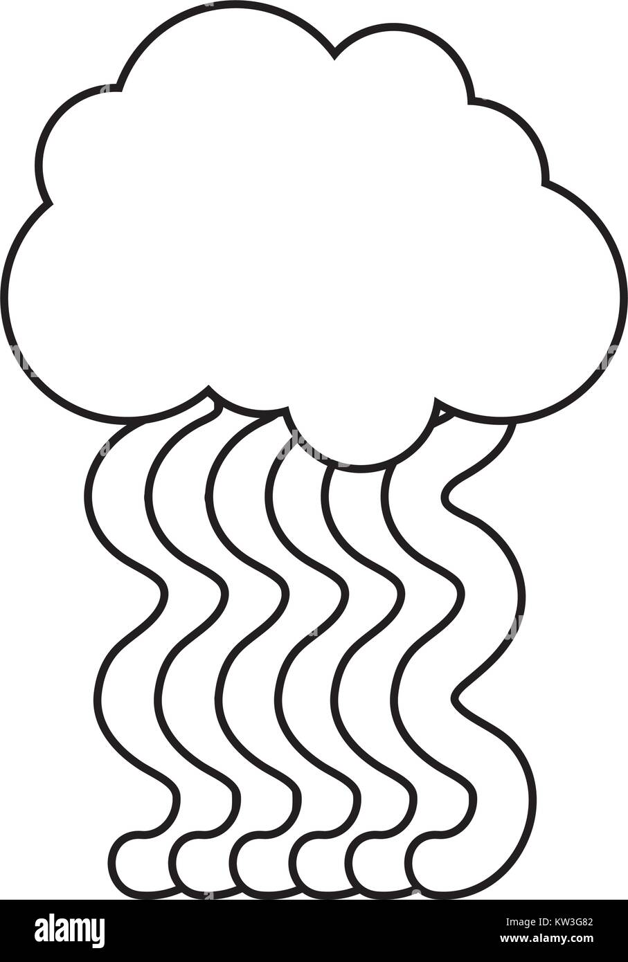 line cloud with bright rainbow with sky design vector illustration ...