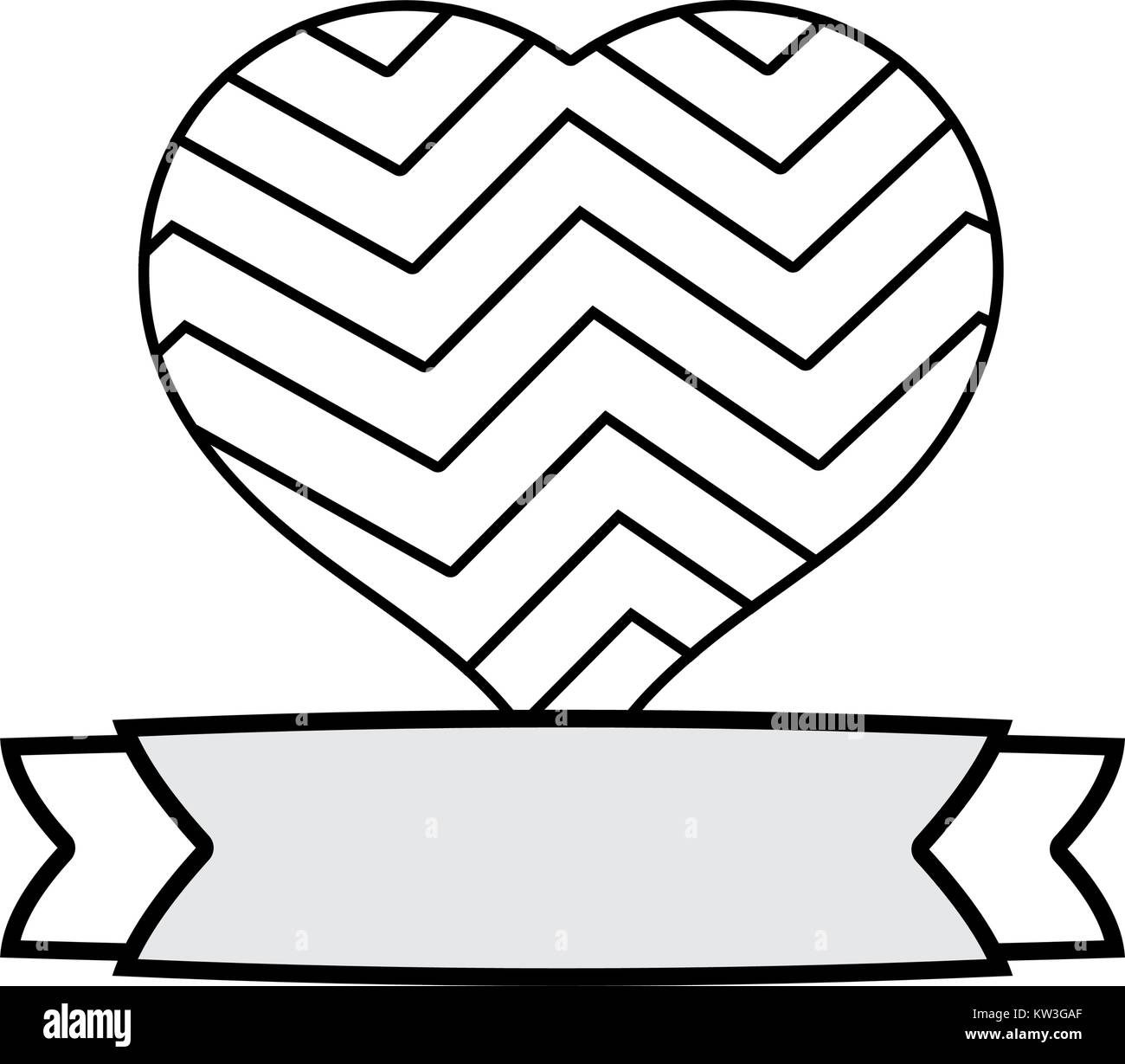 line heart symbol of love with ribbon design vector illustration Stock ...