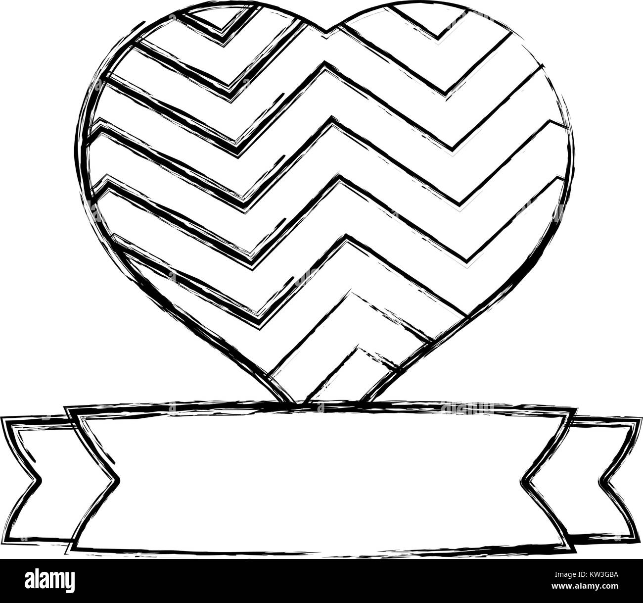 figure heart symbol of love with ribbon design vector illustration ...