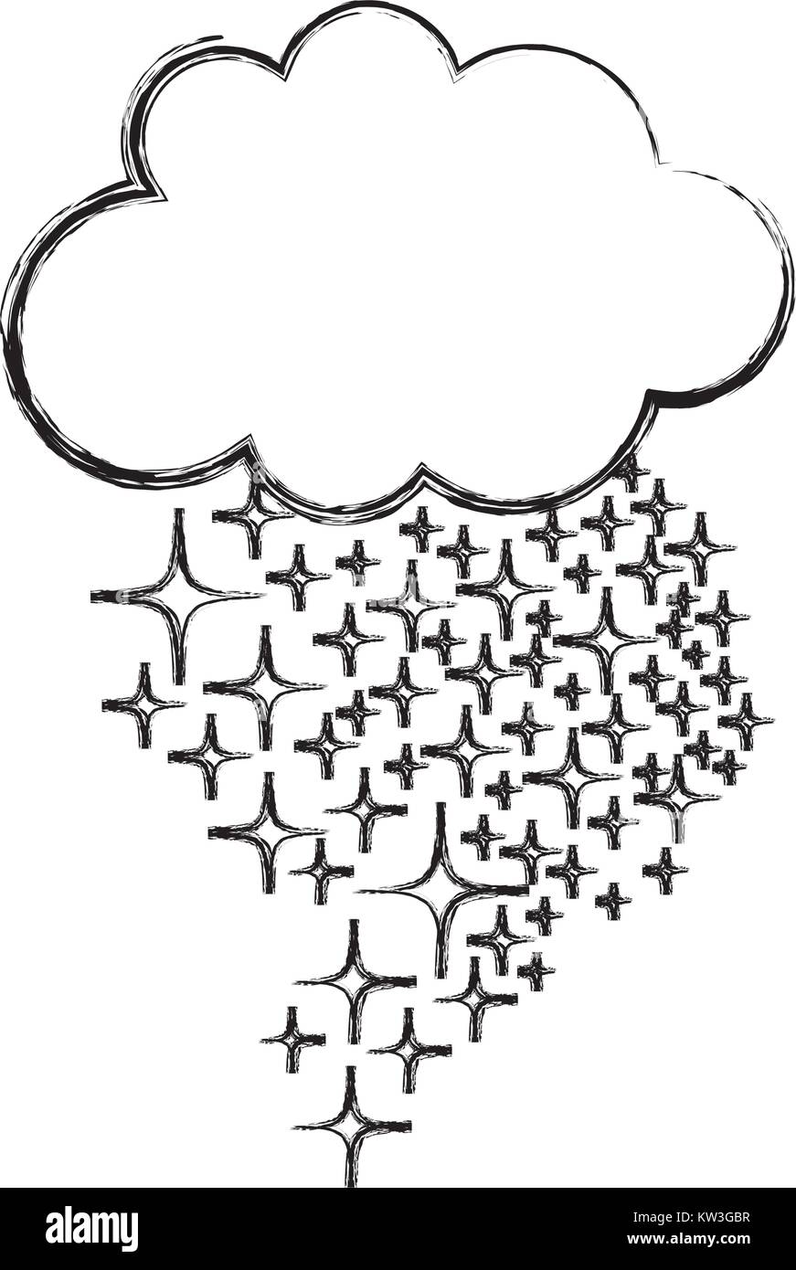 figure cloud with bright stars design in the sky vector illustration ...