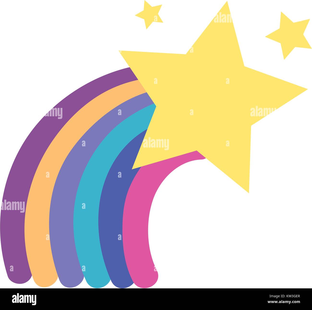 colorful bright rainbow in the sky with stars design vector ...