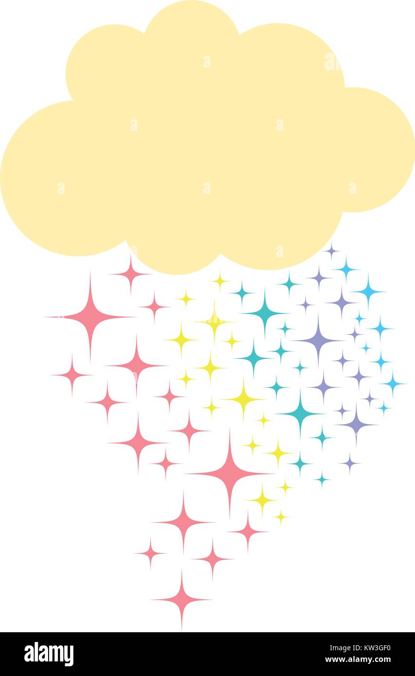 colorful cloud with bright stars design in the sky vector illustration ...