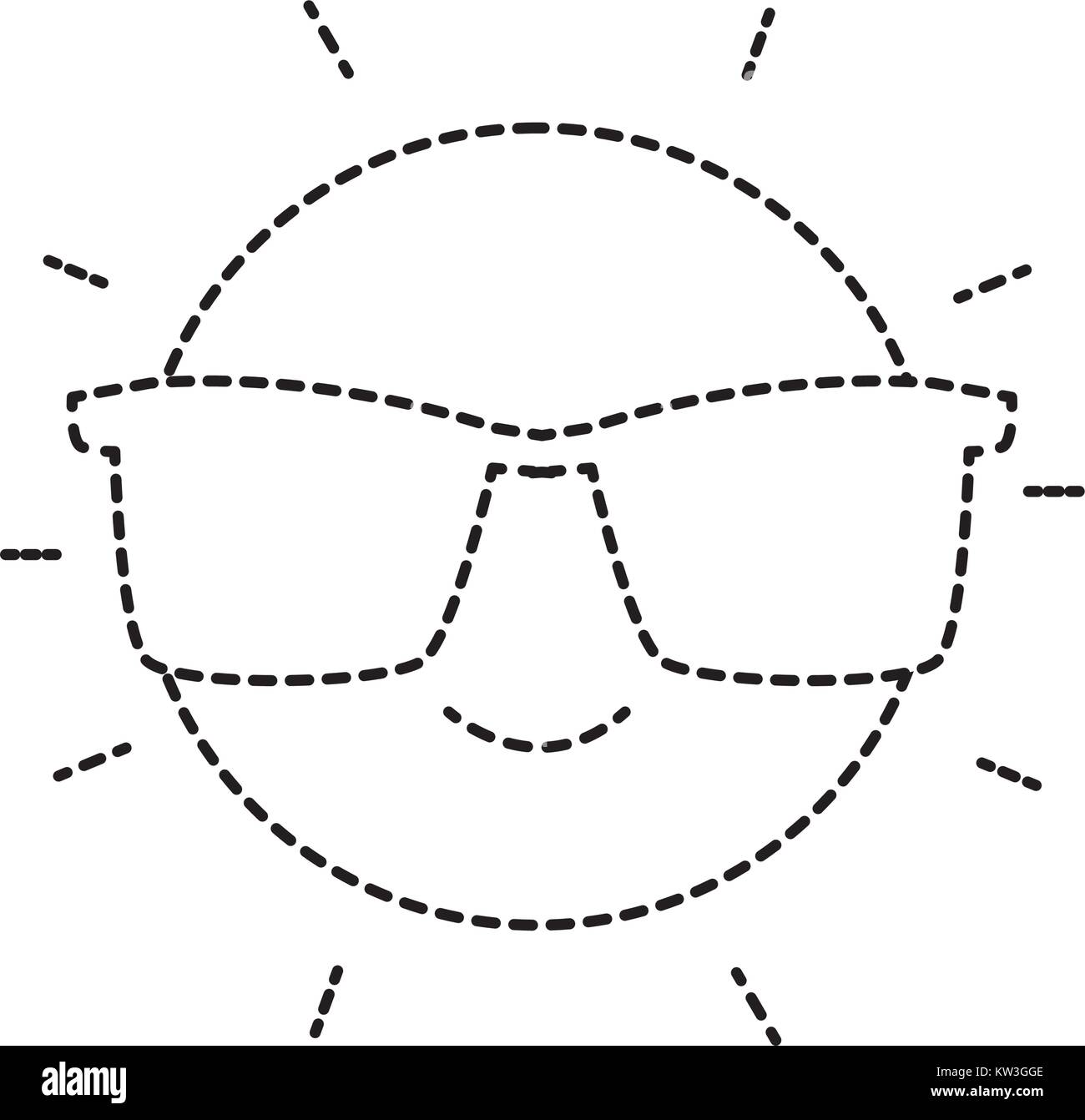 dotted shape happy and cute sun kawaii with sunglasses vector ...