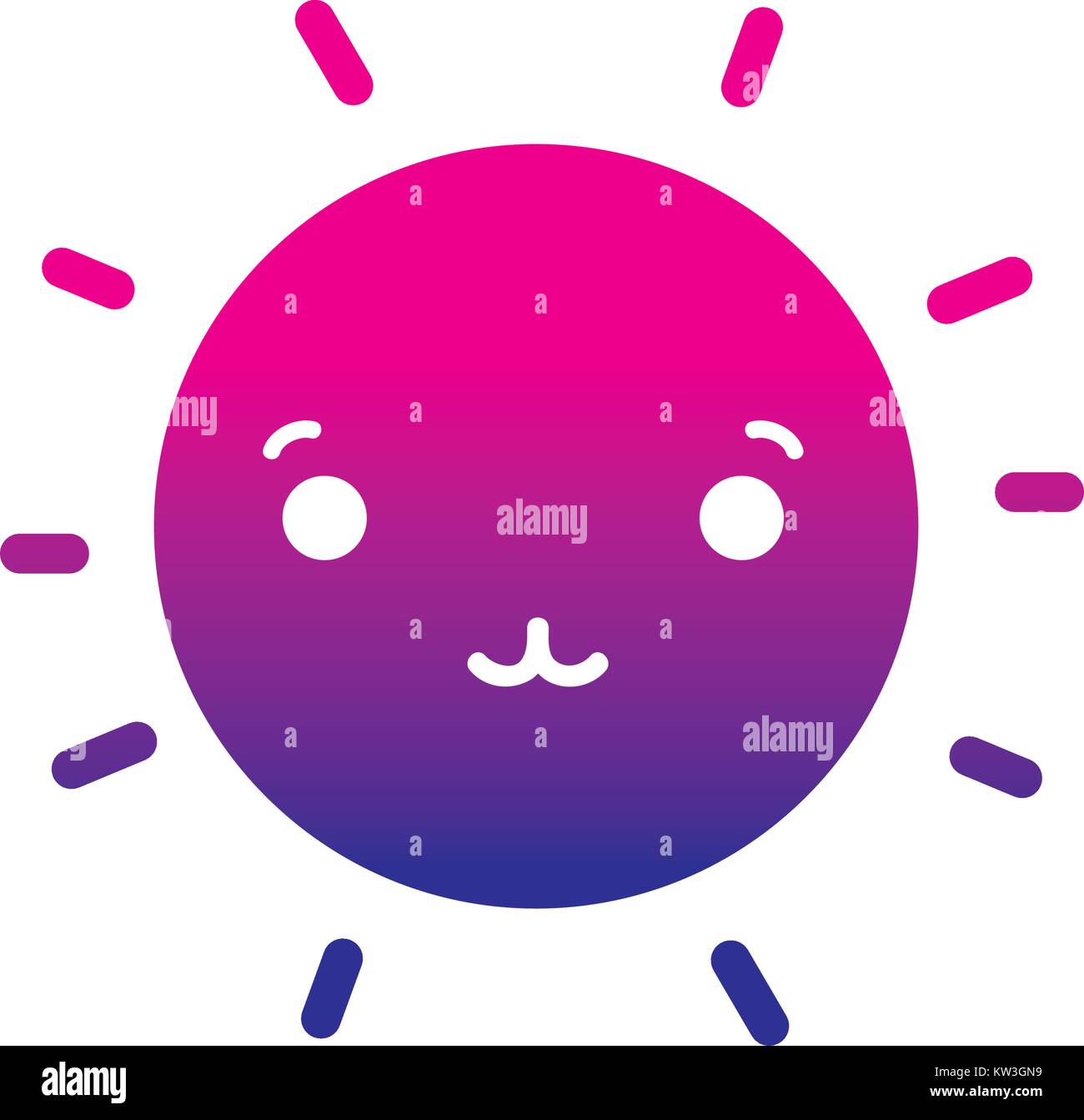 silhouette tender and cute sun kawaii weather vector illustration Stock ...