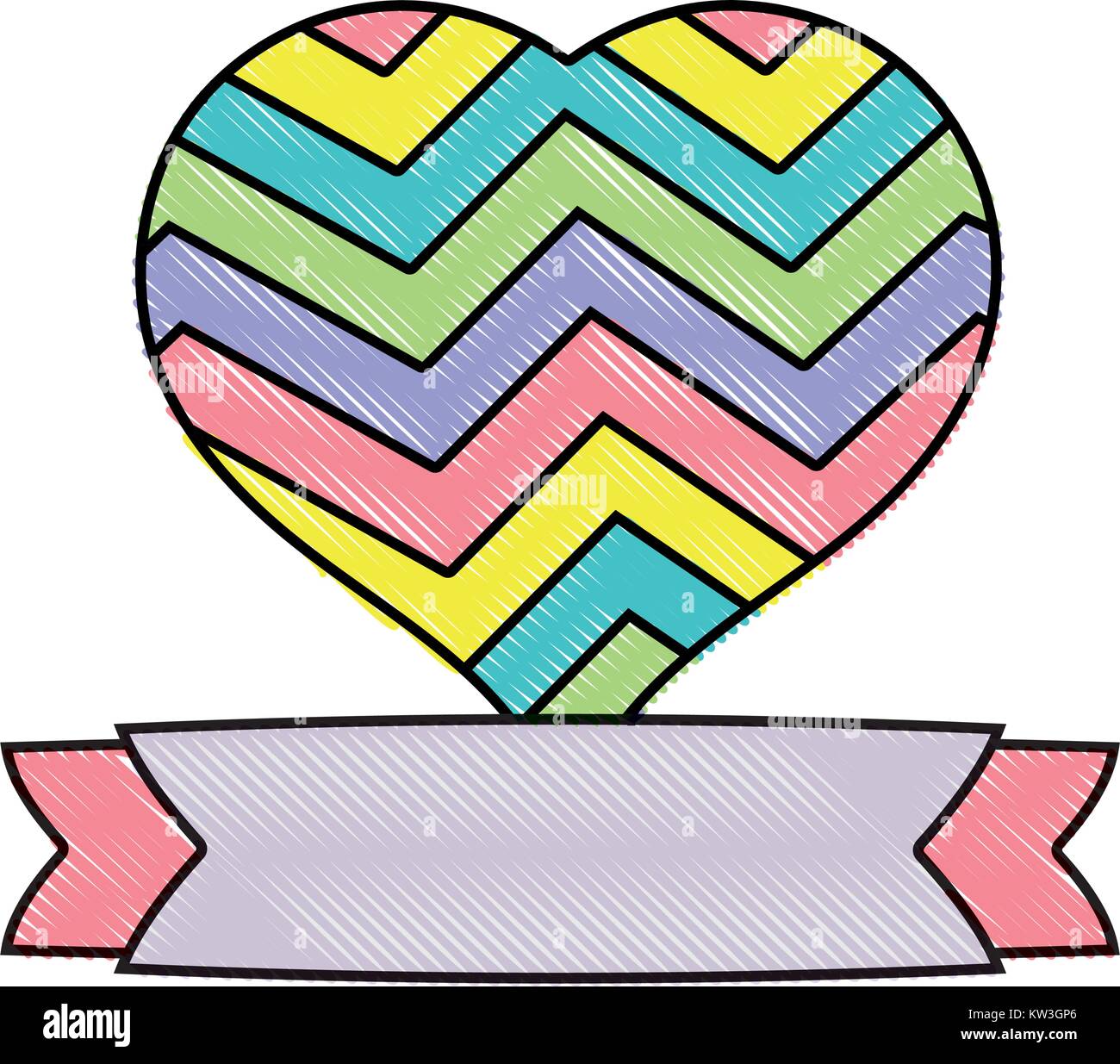 grated heart symbol of love with ribbon design vector illustration ...