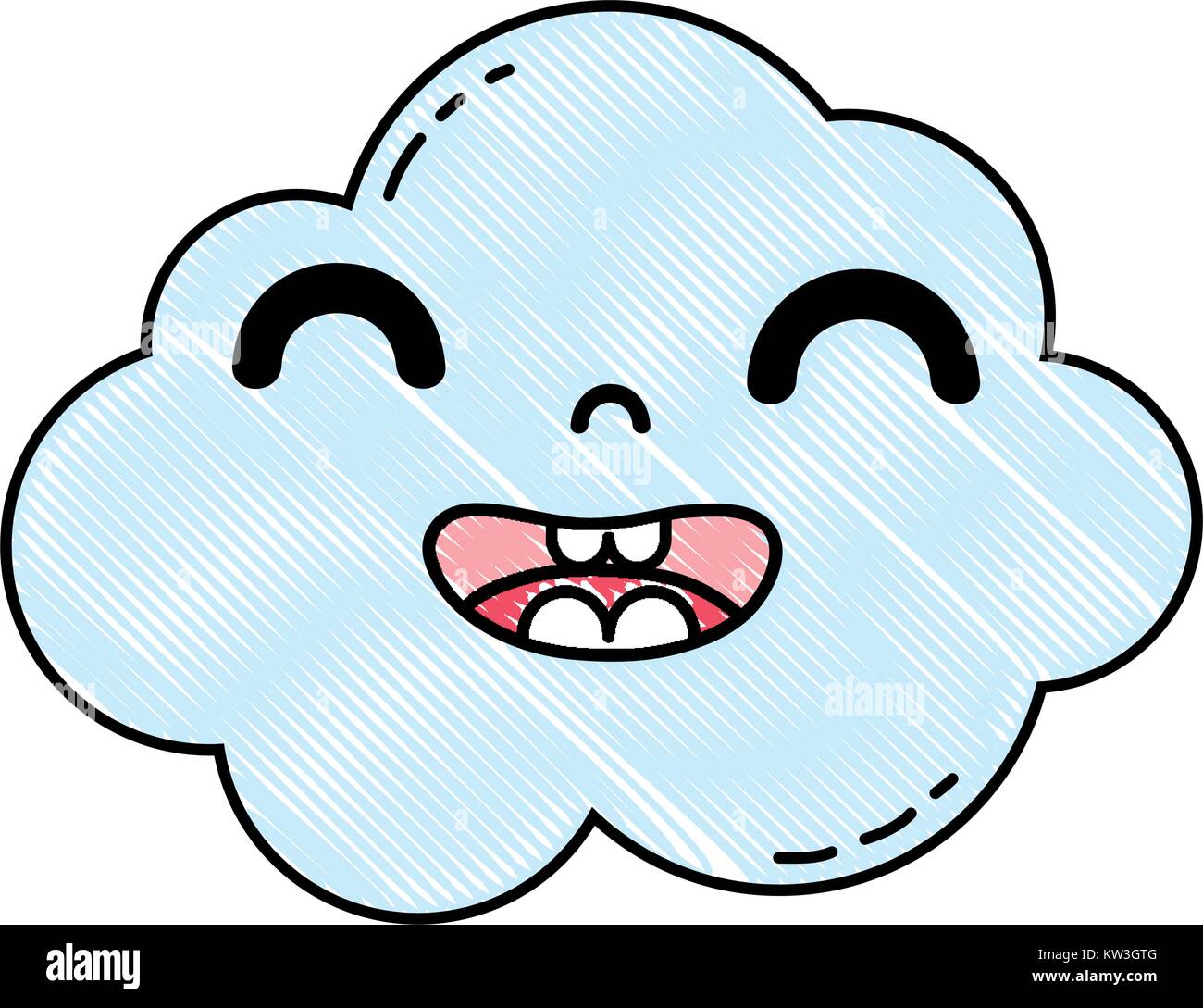 grated happy and cute cloud kawaii weather vector illustration Stock ...