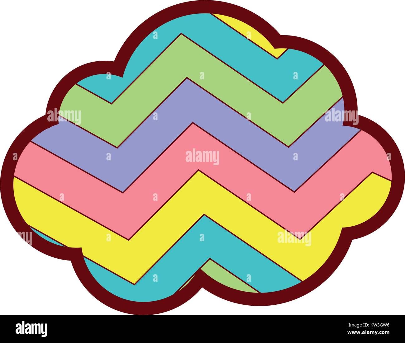 line color nature cloud in the sky with rainbow design vector ...