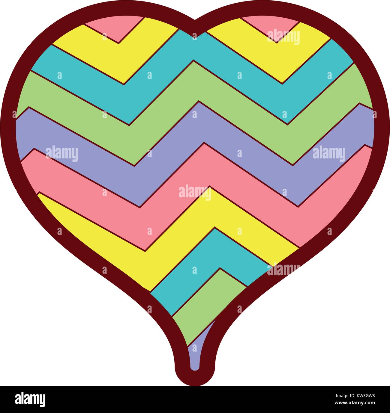 line color heart to love symbol with rainbow design vector illustration ...