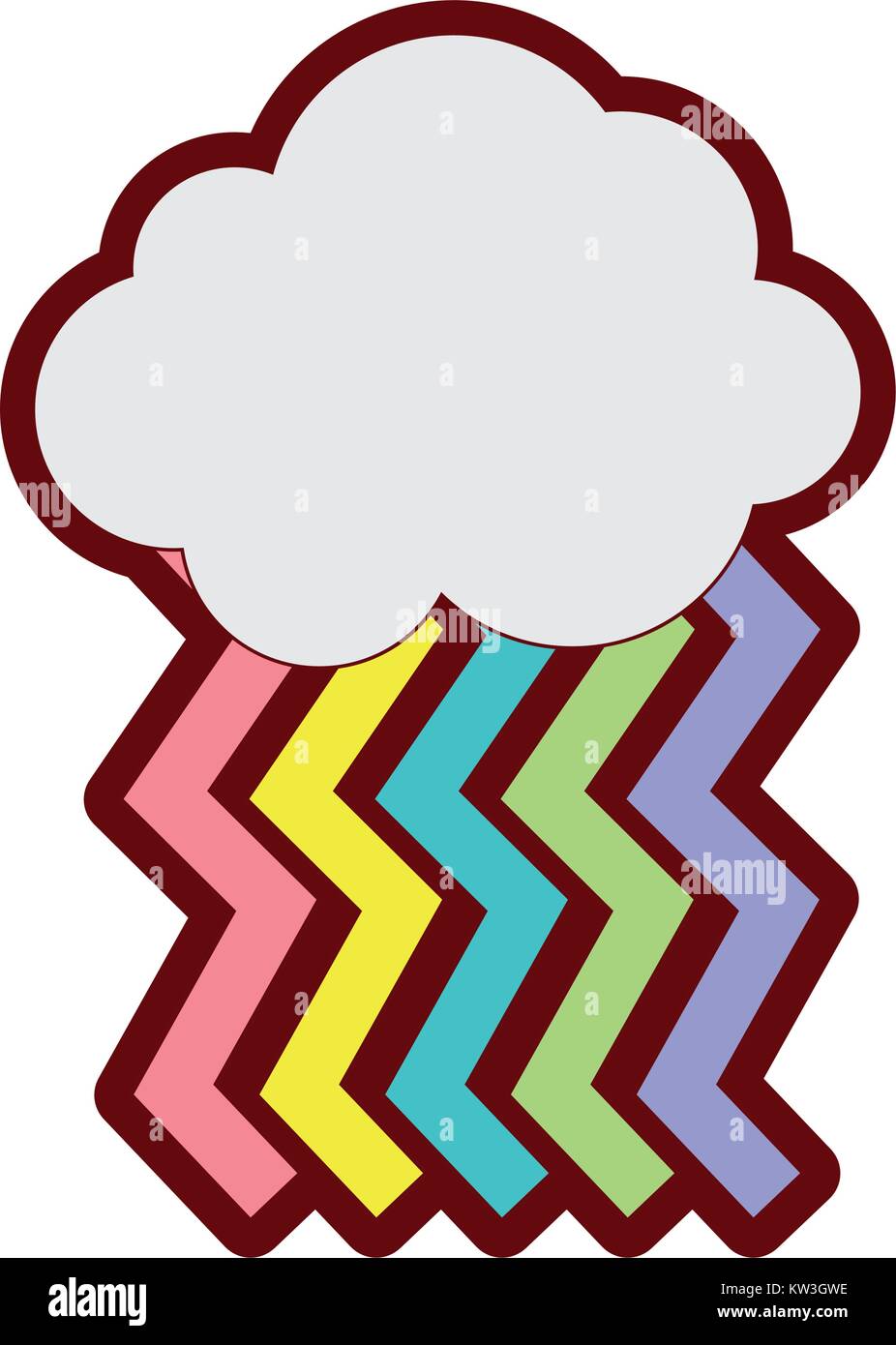 line color nature cloud in the sky with bright rainbow vector ...