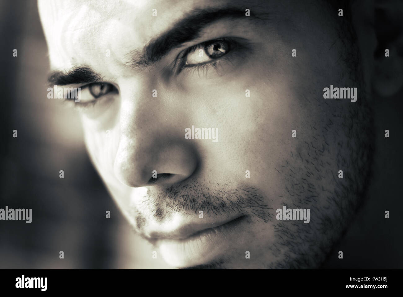 Black and white man person eyes (24300422736 Stock Photo - Alamy